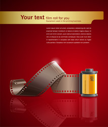 Camera film roll gold color Royalty Free Vector Image