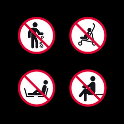 Prohibited signs forbidden round stickers set Vector Image