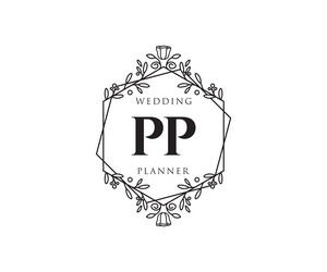Pp initials letter wedding monogram logos Vector Image