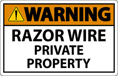 Danger sign razor wire private property sign Vector Image