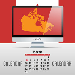 Calendar with map of countries Royalty Free Vector Image