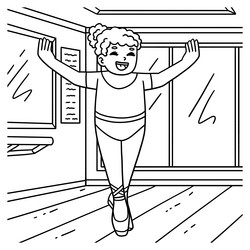Ballerina in the first position coloring page Vector Image