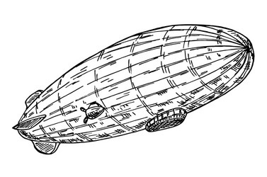 Flying airship airships or zeppelins Royalty Free Vector