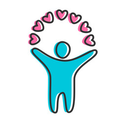 Love heart person icon Royalty Free Vector Image