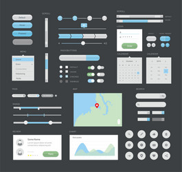 Black interface buttons 3d set of ui icons Vector Image