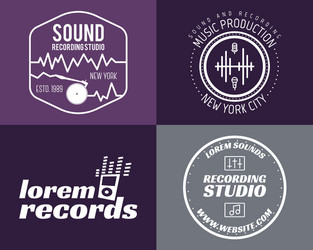 Music studio production labels musical Royalty Free Vector