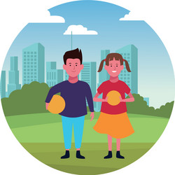 Two kids smiling cartoons Royalty Free Vector Image