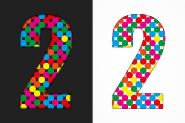 Bubble number - 2 glitter figure of colored dots Vector Image