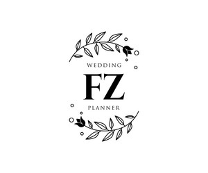 Fz initials letter wedding monogram logos Vector Image