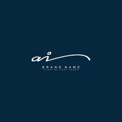 Ai initial logo in signature style Royalty Free Vector Image
