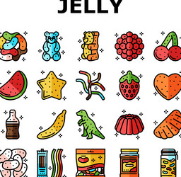 Jelly candy gummy bear fruit gum icons set Vector Image