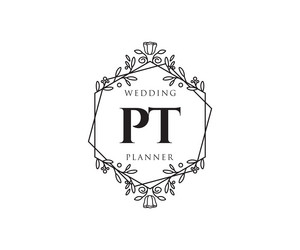 Pt initials letter wedding monogram logos Vector Image