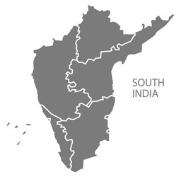 South india region map labelled black Royalty Free Vector