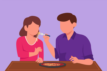 Cartoon flat style drawing happy man eating slice Vector Image