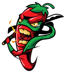 Screaming chili pepper character kawaii red hot Vector Image
