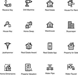 Property services solid icons pack Royalty Free Vector Image