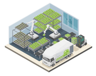 Vertical smart farming plant factory Royalty Free Vector