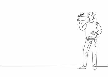 Continuous one line drawing of young talented Vector Image