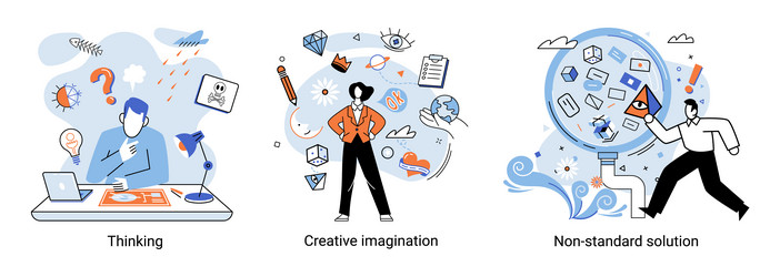 Creative thinking people different mental mindset Vector Image