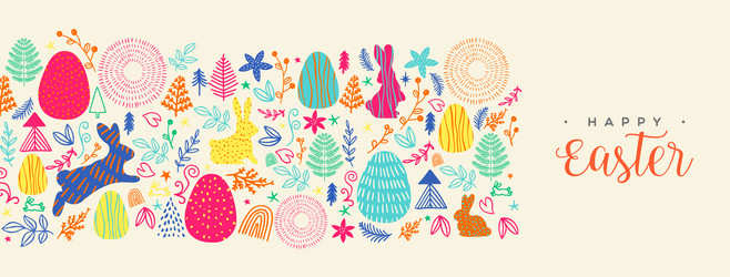 Hand drawn easter pattern cute doodle style Vector Image
