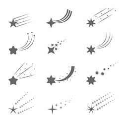 Shooting stars icons meteor silhouette and comet Vector Image