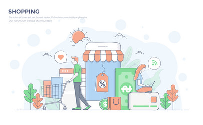 Shopping online on website or mobile application Vector Image