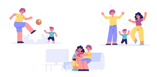 Hand drawn family scenes Royalty Free Vector Image