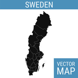 Sweden map of black contour curves Royalty Free Vector Image