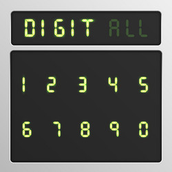 Green digital clock number set led digit set fla Vector Image