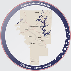 Map of baxter county in arkansas usa Royalty Free Vector
