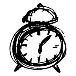 Monochrome alarm clock sketched line art Vector Image