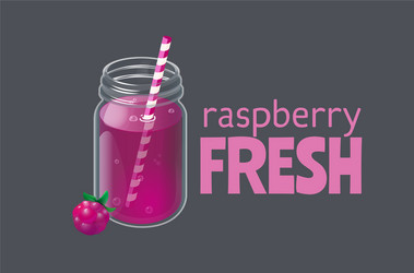 Raspberry lemonade in vintage glass jar Royalty Free Vector