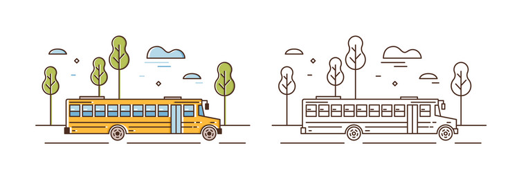 Isolated school bus drawing outline blueprint Vector Image