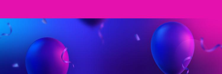 Long horizontal banner with realistic 3d balloons Vector Image