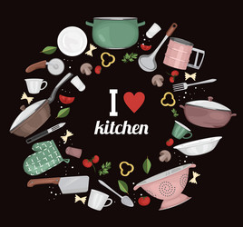 I love cooking kitchen utensils collection Vector Image