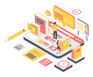 Students learning english language online Vector Image