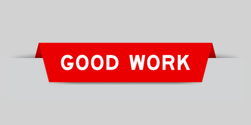 Red color inserted label with word good job Vector Image