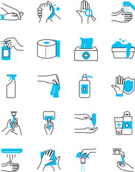 Hand hygiene icon set line style Royalty Free Vector Image