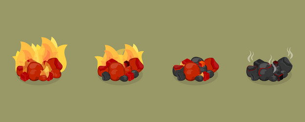 Hot smoldering coal cartoon icon burning charcoal Vector Image