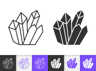 Crystal simple black line icons set Royalty Free Vector