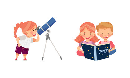 Little children learning about space set boys Vector Image