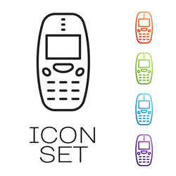 White line old vintage keypad mobile phone icon Vector Image