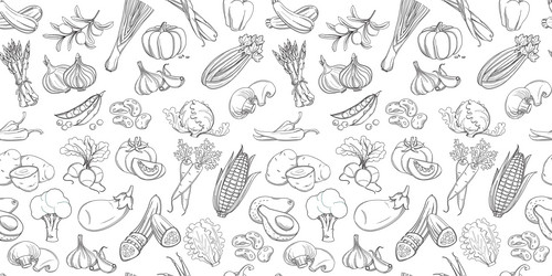 Green food seamless pattern vegetable fruits Vector Image