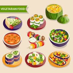 Thai cuisine soup salad and spring roll dishes Vector Image