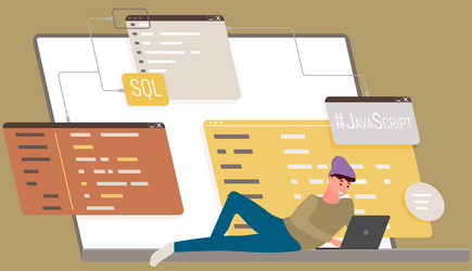 People work in field of cyber security programmer Vector Image