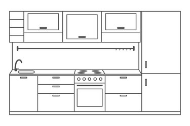 Interior sketch of kitchen room outline blueprint Vector Image