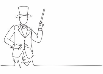 Single one line drawing the magic hat was turned Vector Image