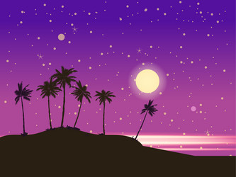 Tropical seashore night landscape coast palms Vector Image