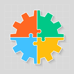 Diagram infographic for 4 steps gear puzzle Vector Image