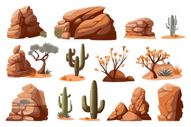 Hand-drawn of desert landscape elements including Vector Image